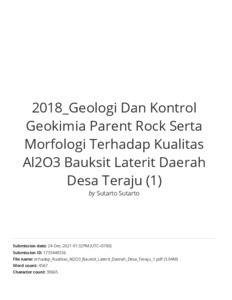 Similirity_Geologi dan Kontrol Geokimia “Parent Rock” Serta Morfologi Terhadap Kualitas Al2O3 ...